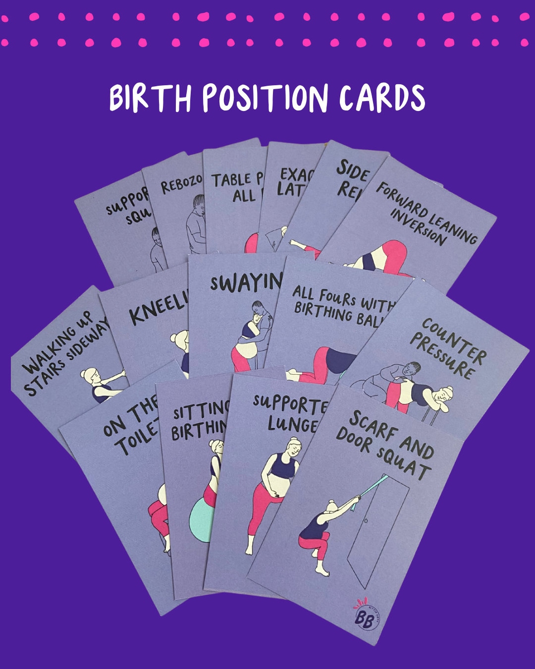 Set of 15 birth position cards for labour and birth - Etsy Portugal