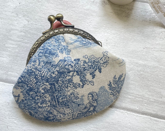 Toile De Jouy Vintage Frame Coin Purse//shabby Cottage Style Wallet ...