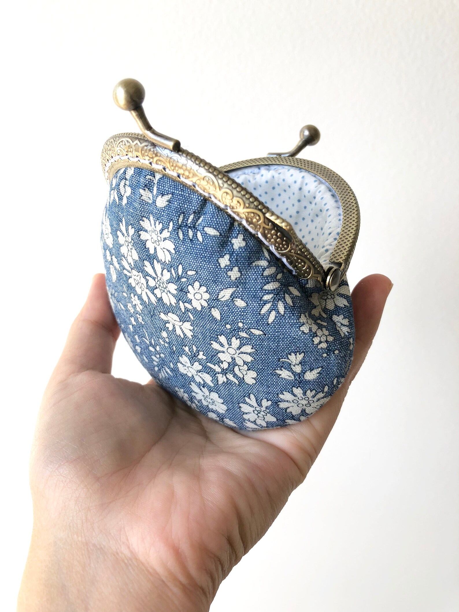 Liberty of London Capel Denim Blue Hand Stitched Vintage Metal Frame ...