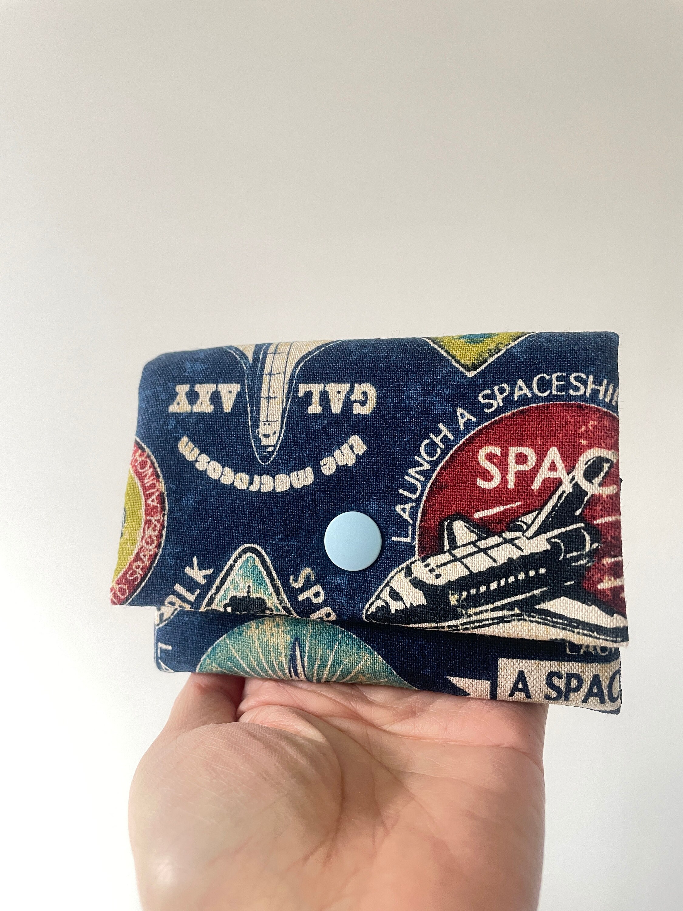 Retro Style Space Shuttle Dark Blue Cotton Linen Card Wallet//boys ...