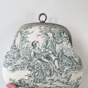 Pastoral Green Colorway Toile De Jouy French Vintage Frame Purse/clutch ...