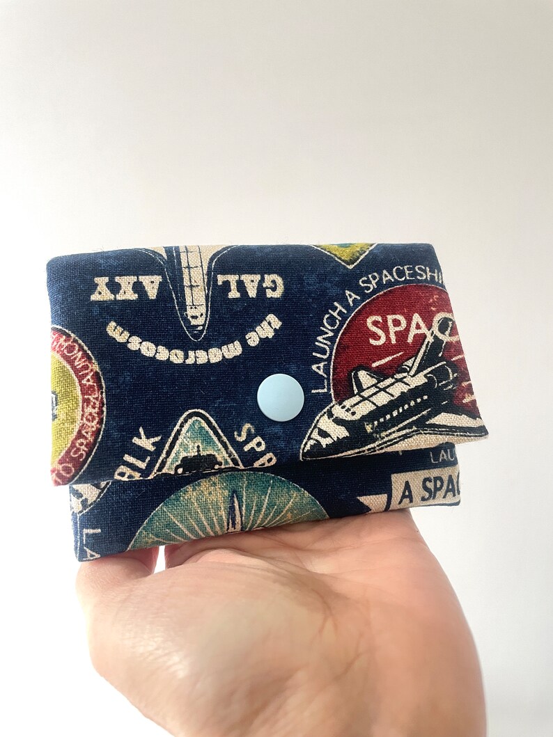 Retro Style Space Shuttle Dark Blue Cotton Linen Card Wallet//boys ...