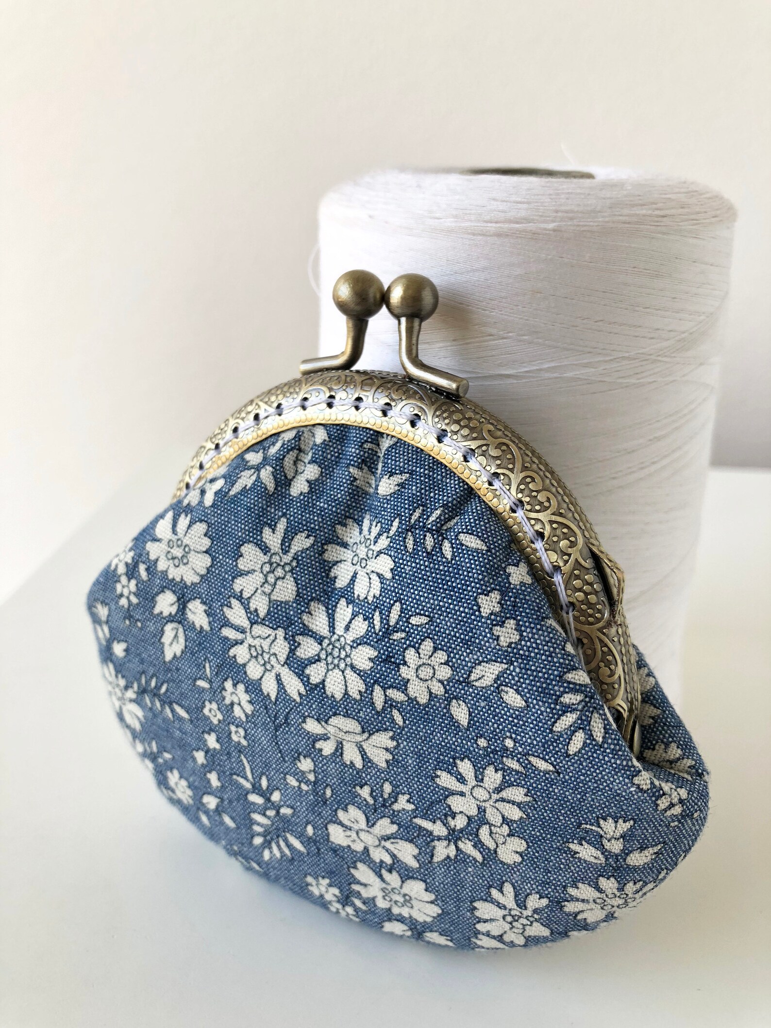 Liberty of London Capel Denim Blue Hand Stitched Vintage Metal Frame ...