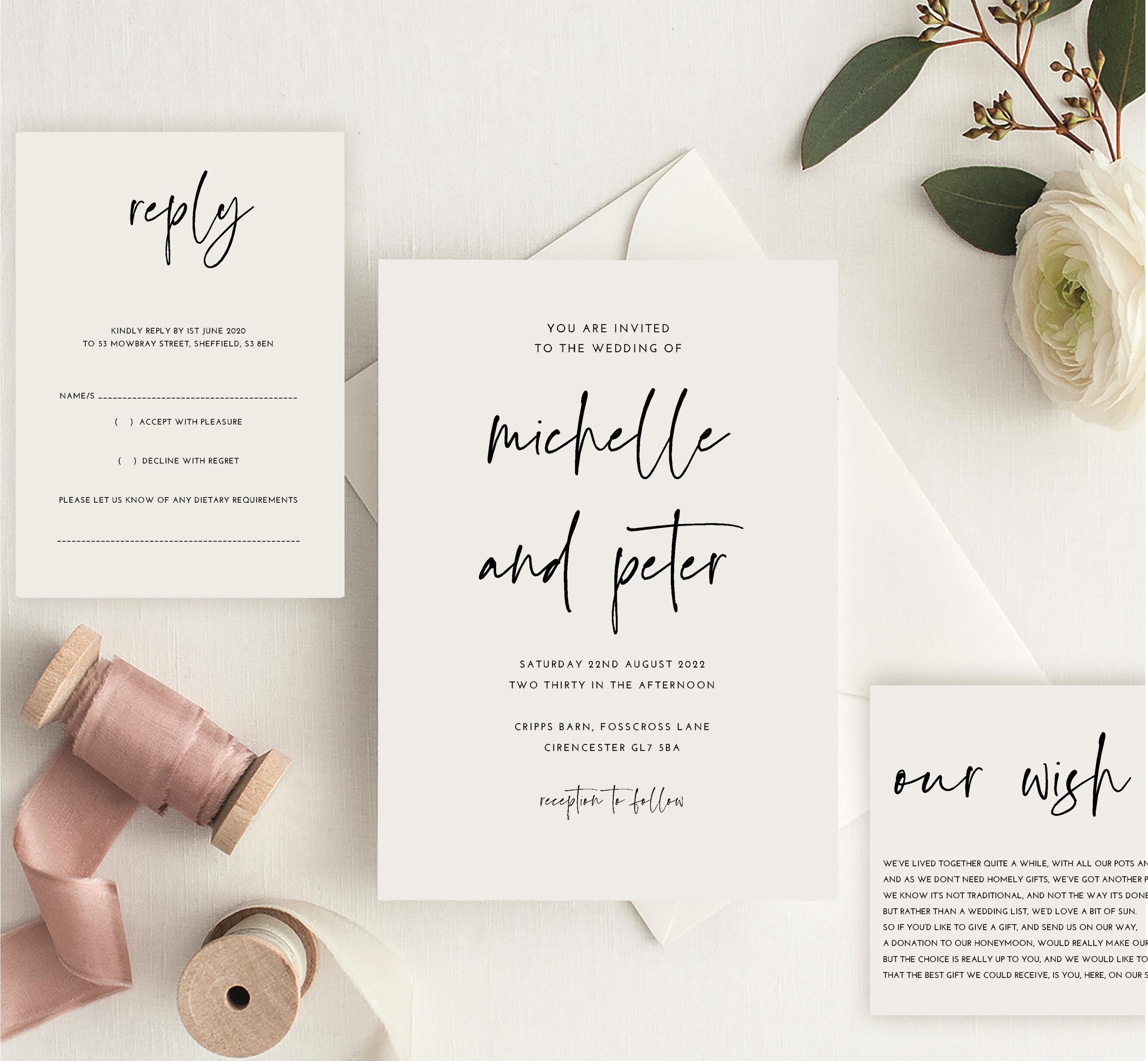 Modern Calligraphy Wedding Invitations