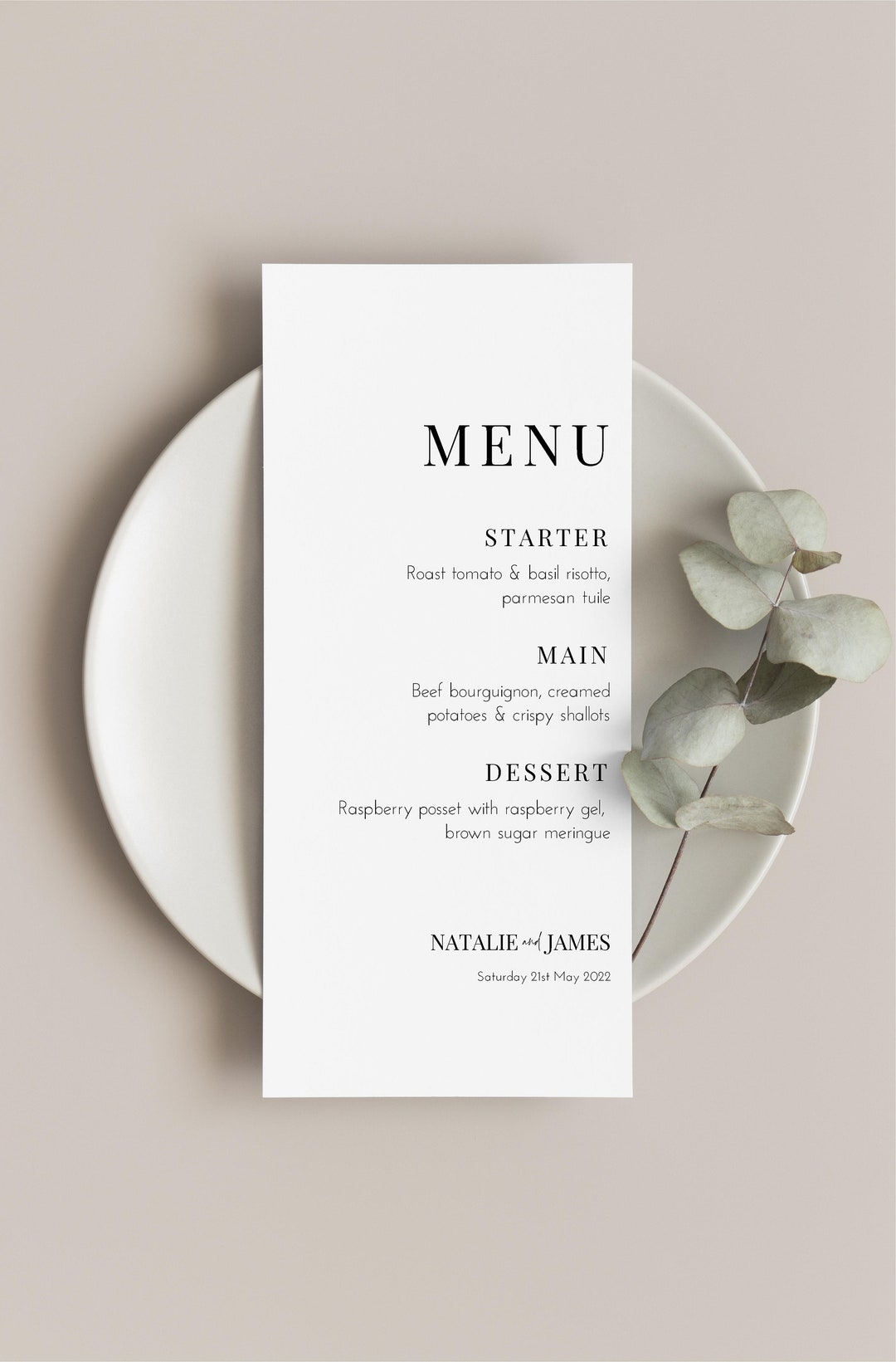 10 + Personalised Menus Minimalist, Bold, Modern Calligraphy Design ...