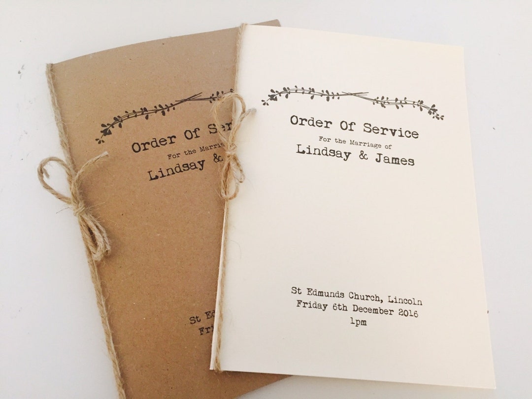 25 X Vintage/rustic Wedding 'lindsay' Order of Service Covers -ivory or ...