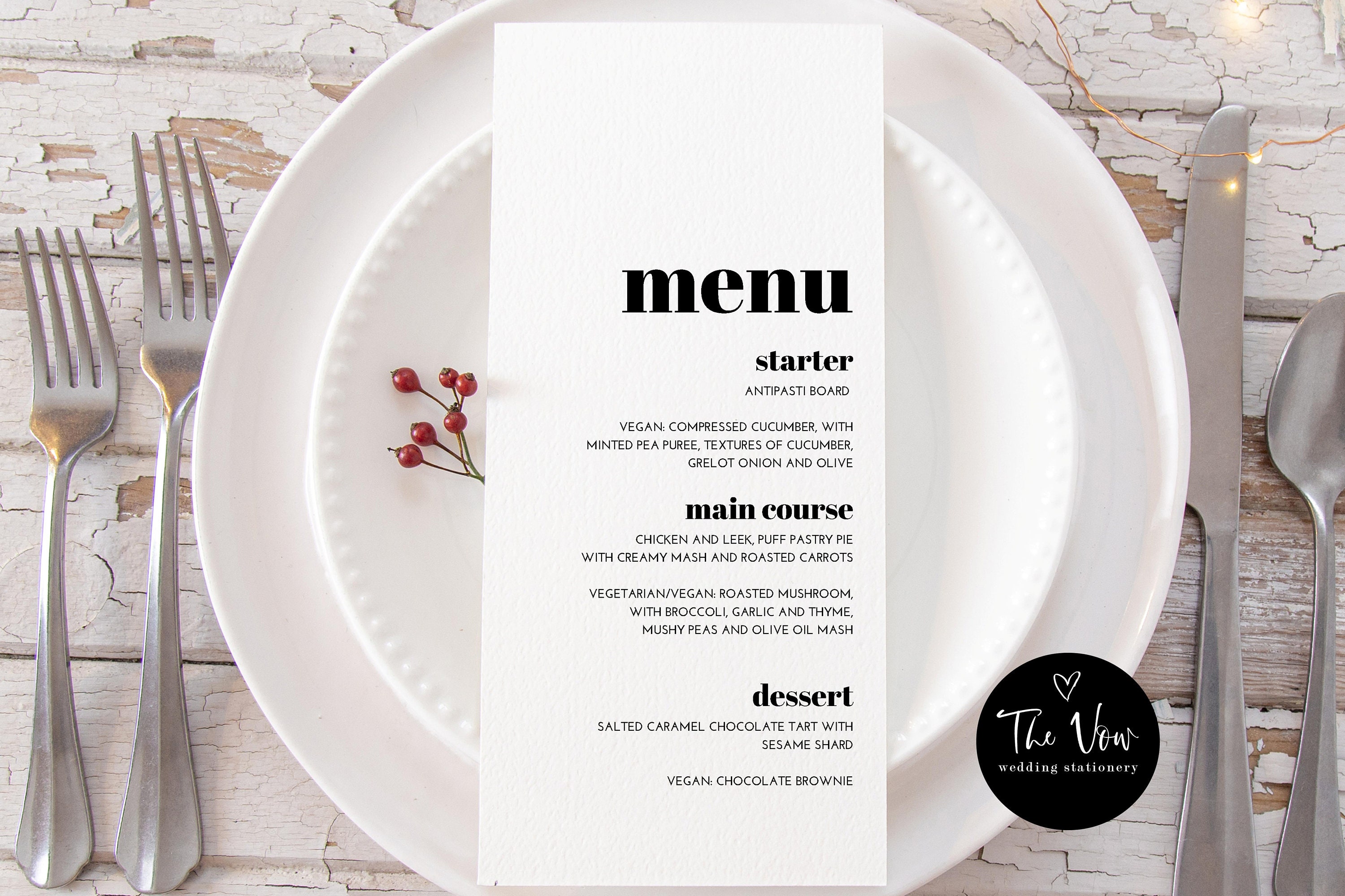 10 X Personalised Menus Classic Bold Modern Calligraphy | Etsy UK