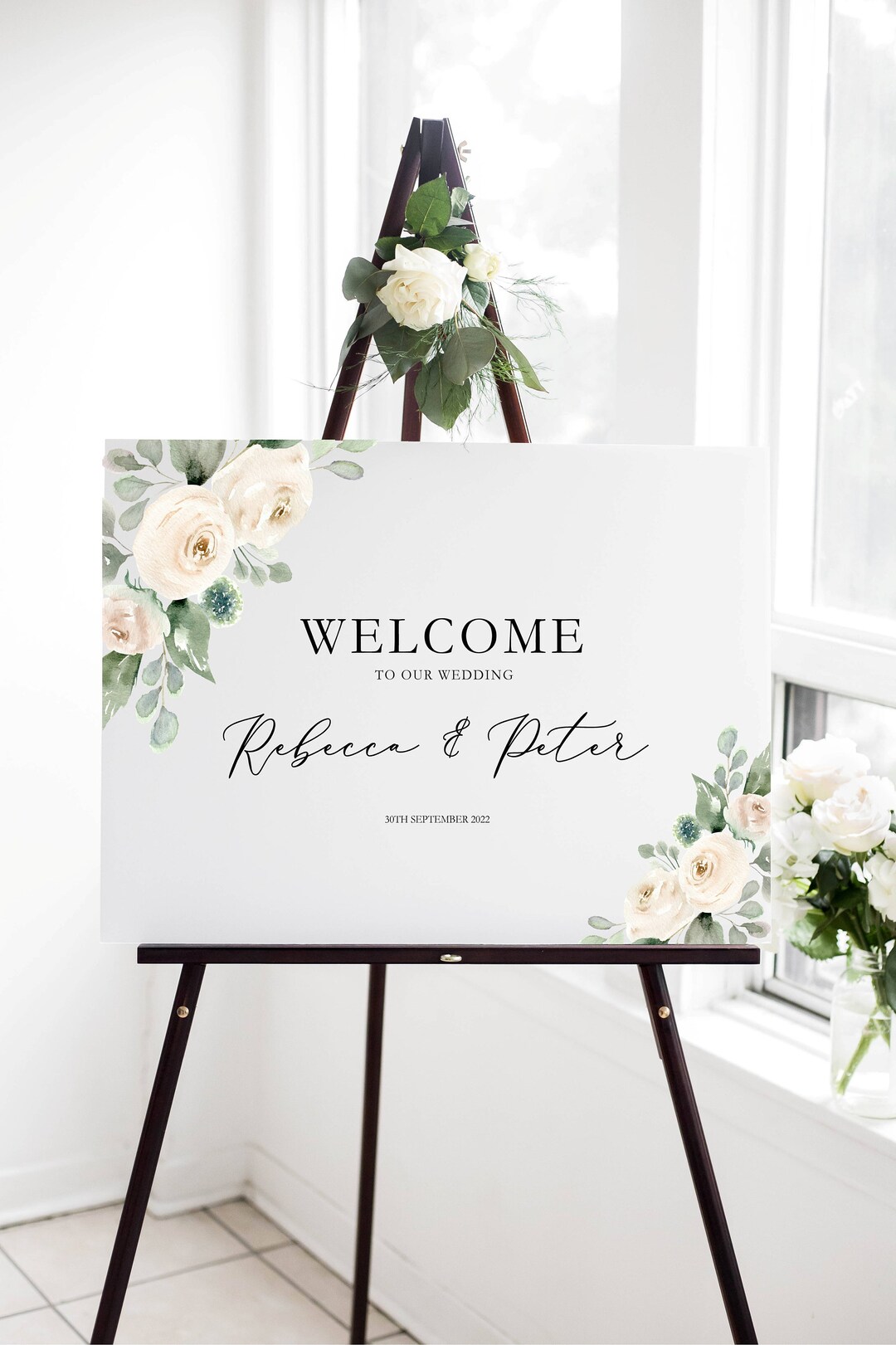 Rebecca - Printed or Digital Floral Wedding Welcome Sign A1 A2 A3 ...