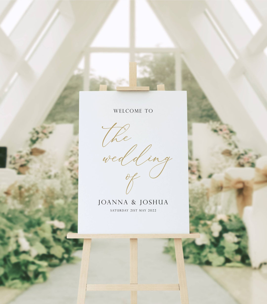 Joanna - Printed or Digital Portrait Wedding Welcome Sign A1 A2 A3 ...