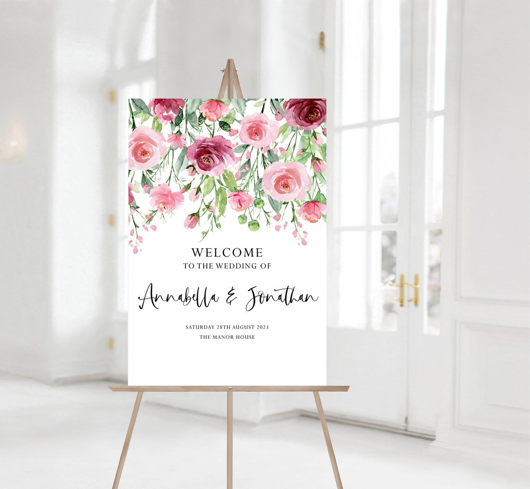 Annabelle Personalised Wedding Welcome Sign, Available Digitally or ...