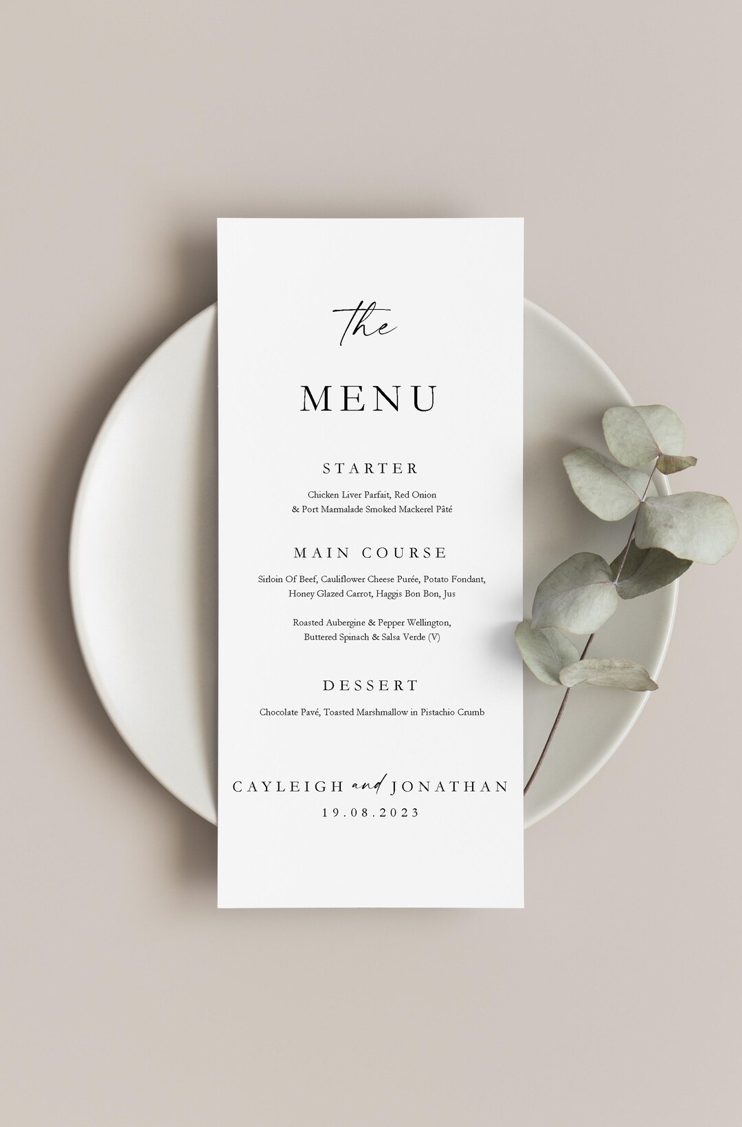 10 Personalised Menus Minimalist, Bold, Modern Calligraphy Design ...