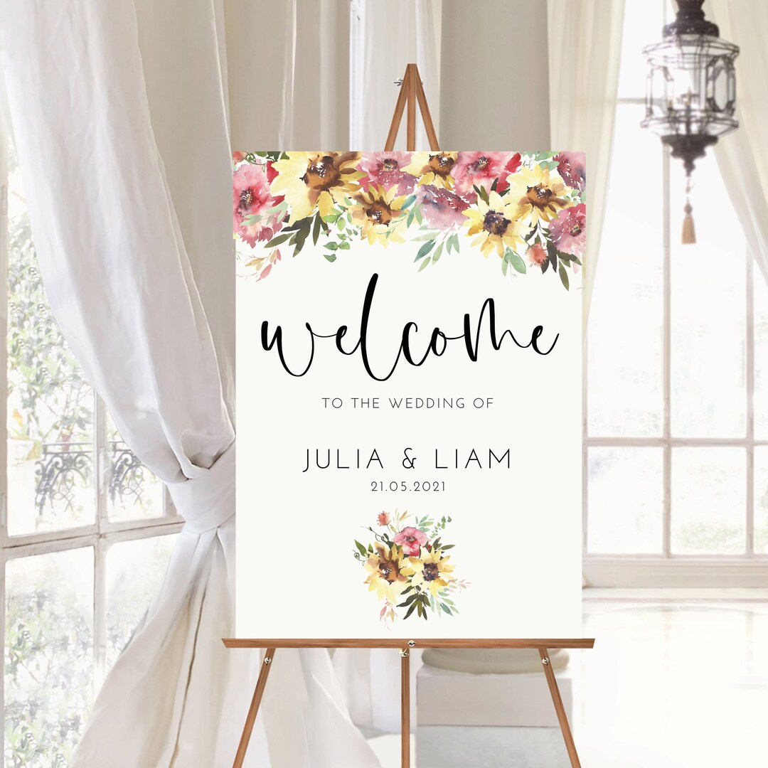 Julia Personalised Wedding Welcome Sign, Available Digitally or Printed ...