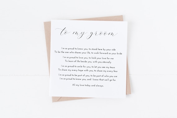 To My Groom Wedding Day Poem Card-show Him How Special He - Etsy UK