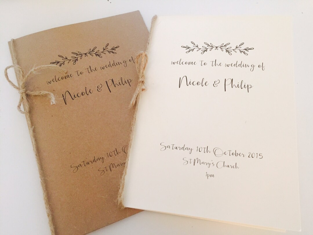 25 X Vintage/rustic Wedding 'nicole' Order of Service Covers -ivory or ...