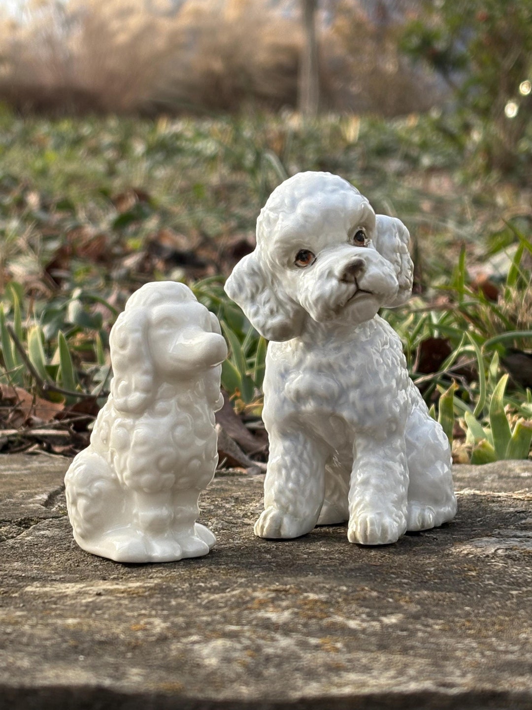Ceramic Poodles, Set of 2, Figurines, Stocking Stuffers, Dog Miniatures ...