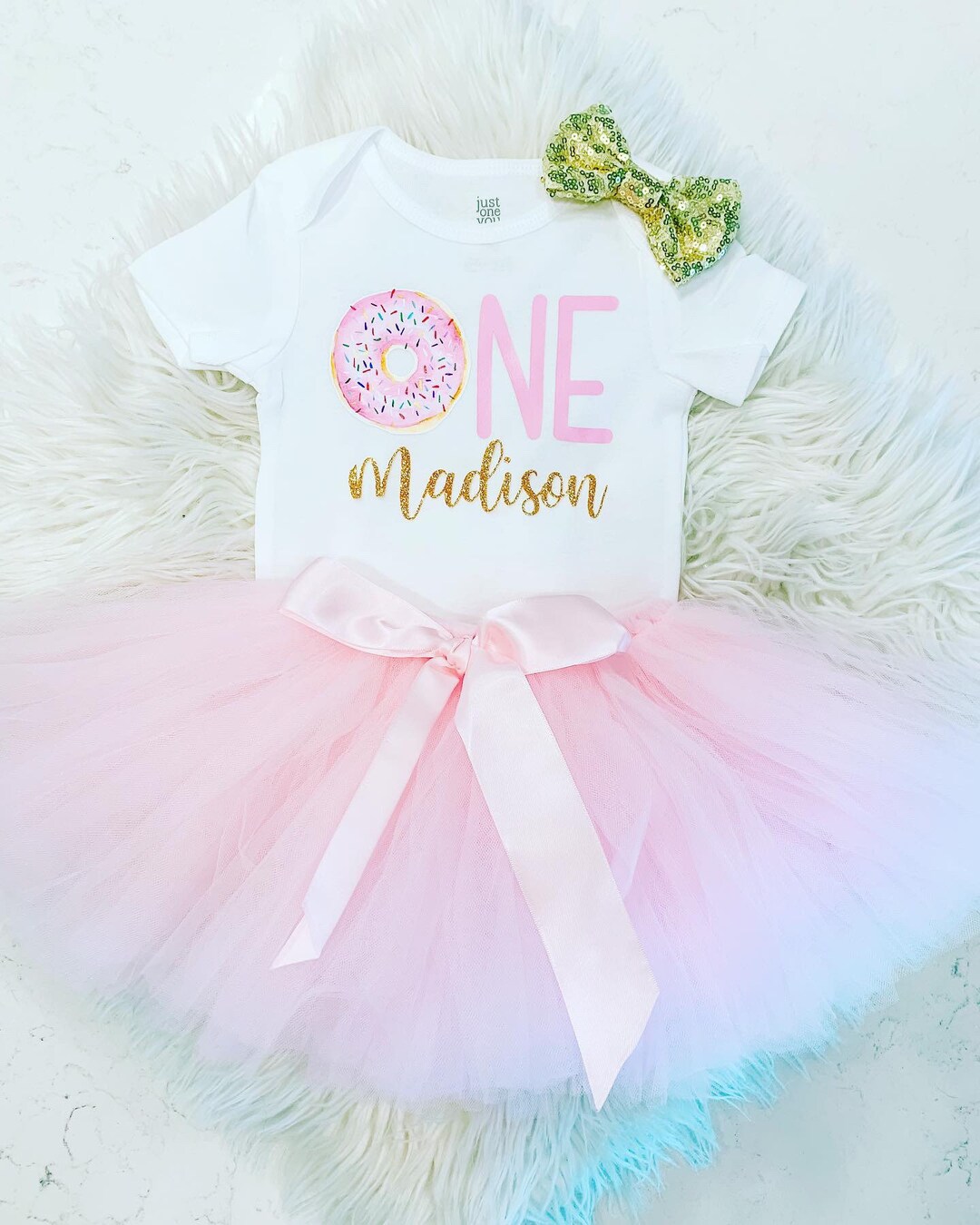 Donut Birthday Sweet One Personalized One 1st First Donut Outfit Donut ...