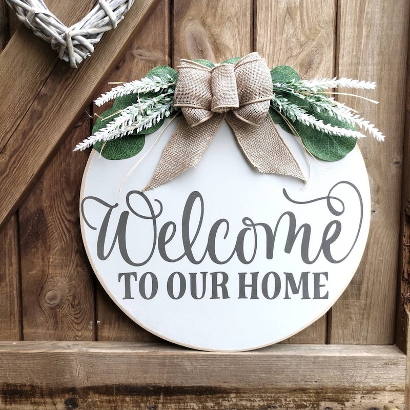 Round Wood Welcome Sign - Etsy