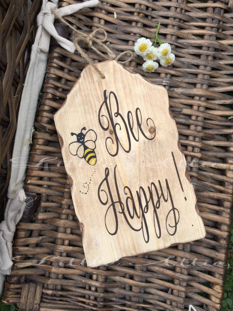 Rustic Wooden Signs. Bee Happy Sign. Wooden Signs. Home | Etsy