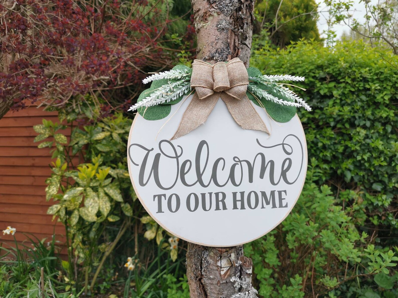 Welcome to Our Home Sign Wooden Round Door Hanger Sign - Etsy