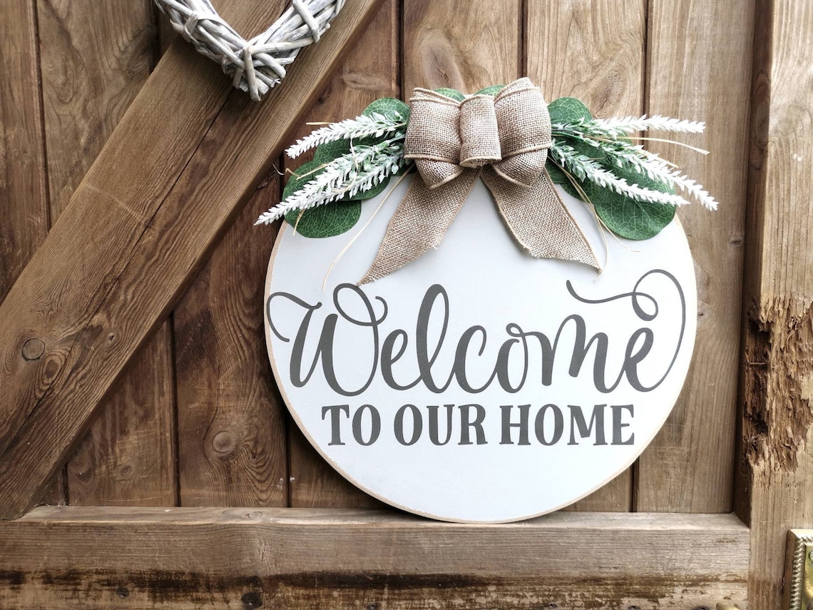 Welcome to Our Home Sign Wooden Round Door Hanger Sign - Etsy