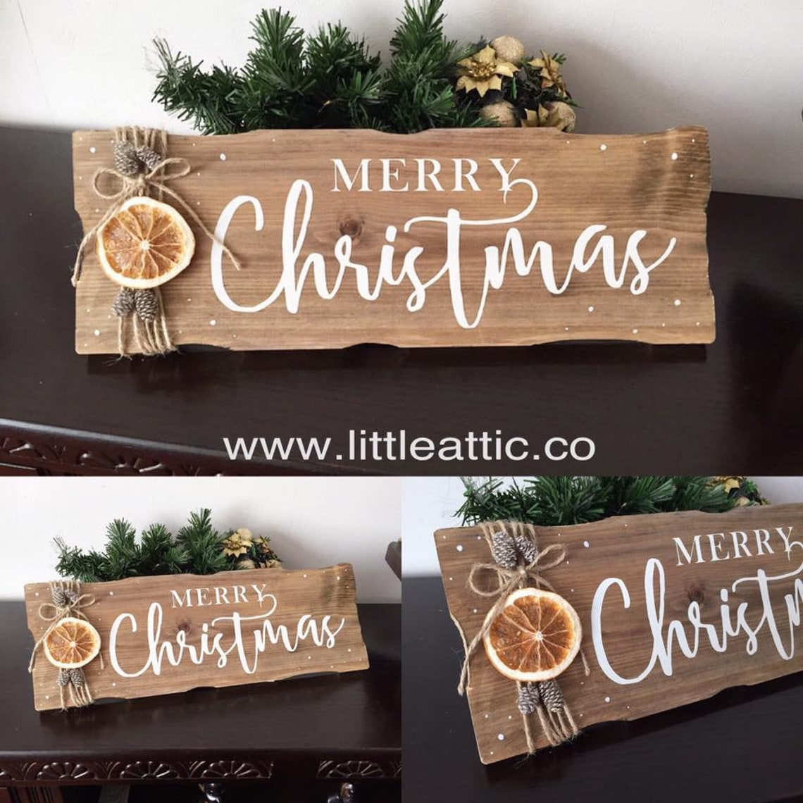 Rustic Christmas Wooden Sign, Farmhouse Holiday Decor, Dried Orange - Etsy