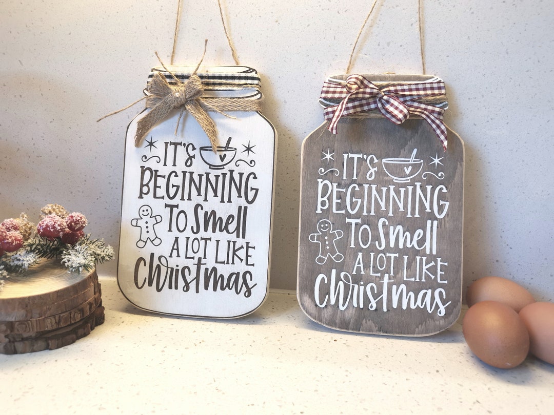 Christmas Baking Sign, Wooden Mason Jar Sign, Rustic Christmas Decor ...