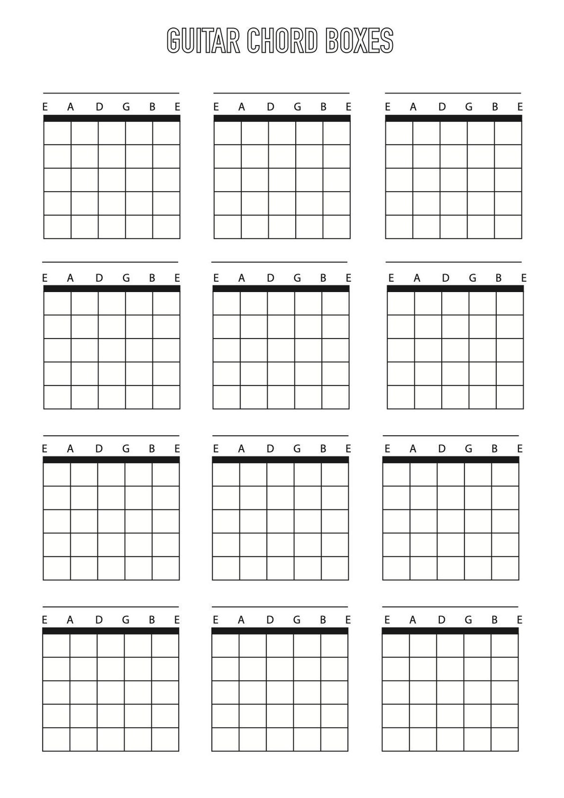 Guitar Chord Box Sheet Downloadable Template A4 Blank 6 String - Etsy