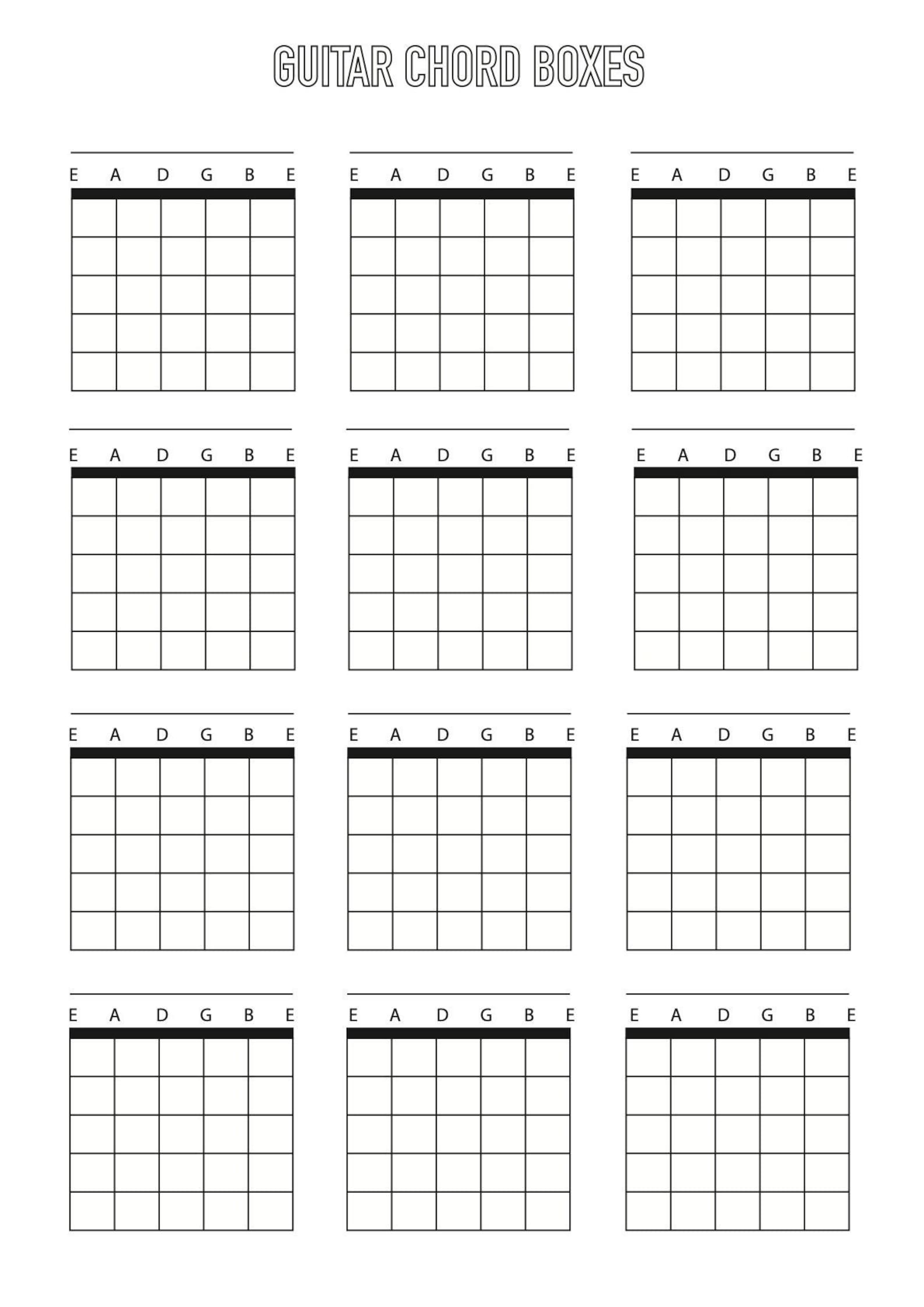 Guitar Chord Box Sheet Downloadable Template A4 Blank 6 String - Etsy