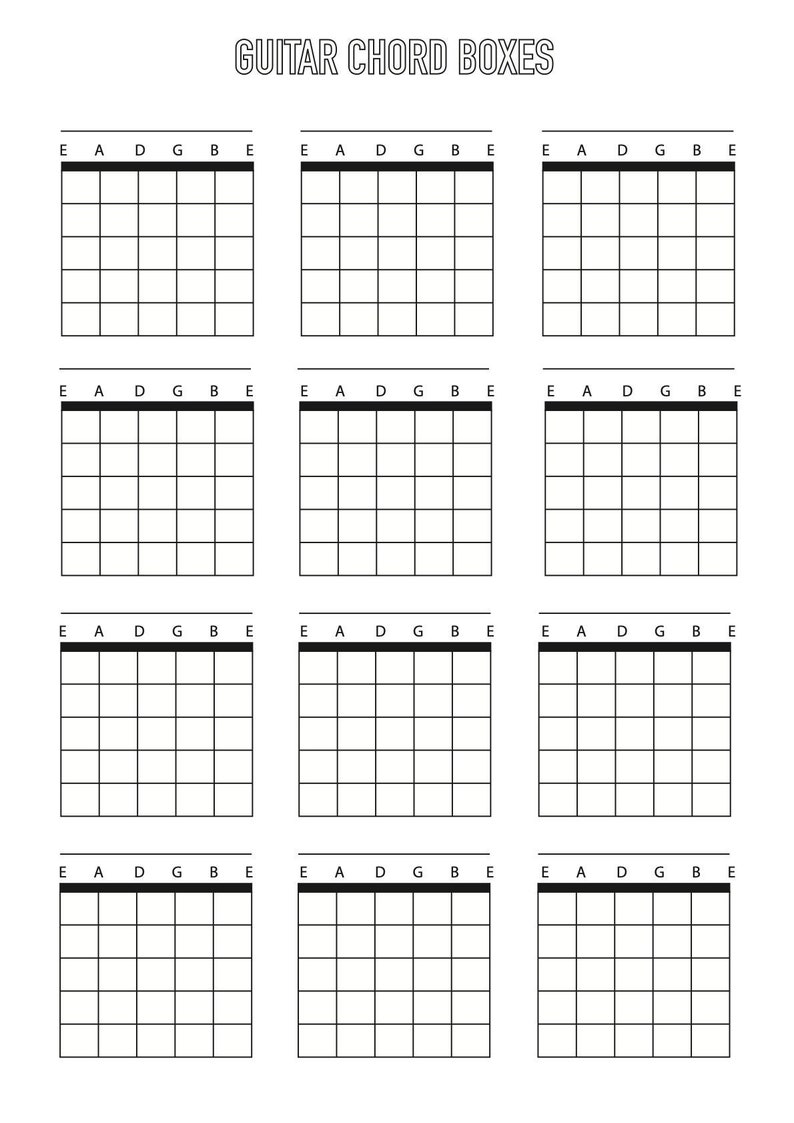 Guitar Chord Box Sheet Downloadable Template A4 Blank 6 String - Etsy