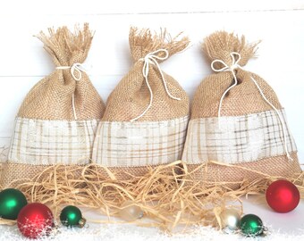 Burlap Gift Wrapping Bags Christmas Gift Reusable Burlap | Etsy