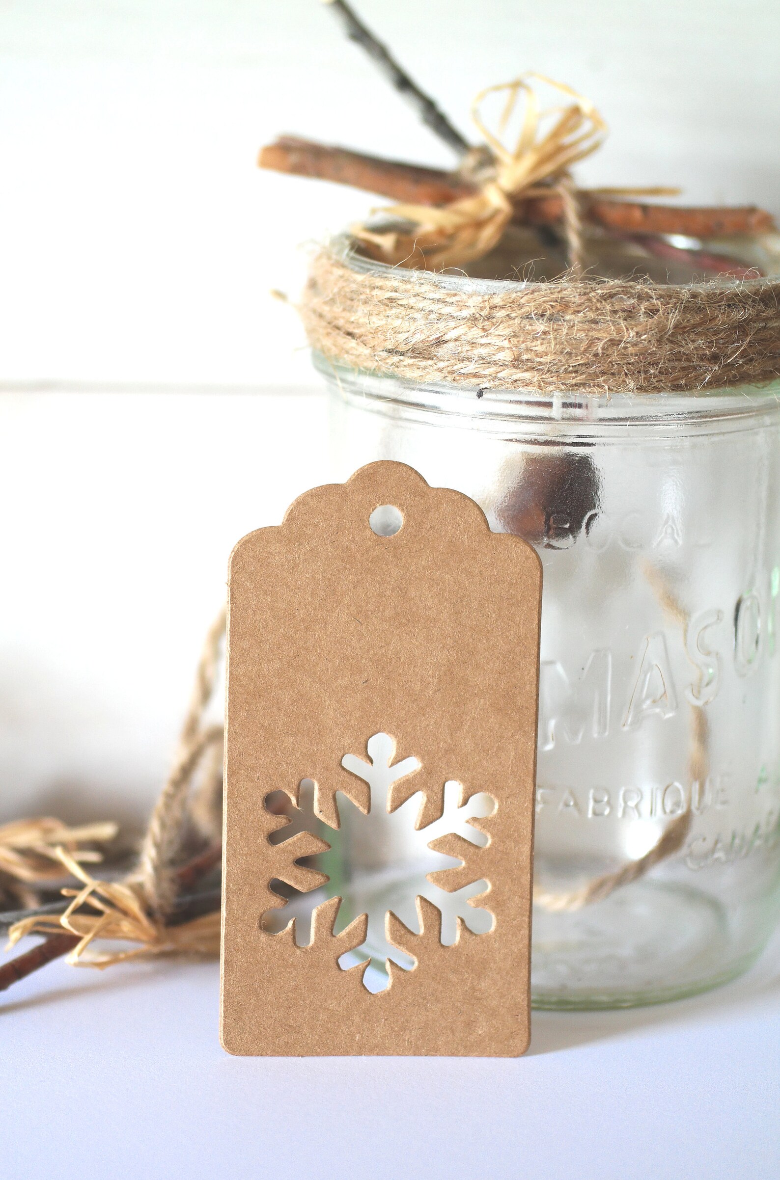 Brown Christmas Gift Name Snowflakes Paper Tags - Etsy
