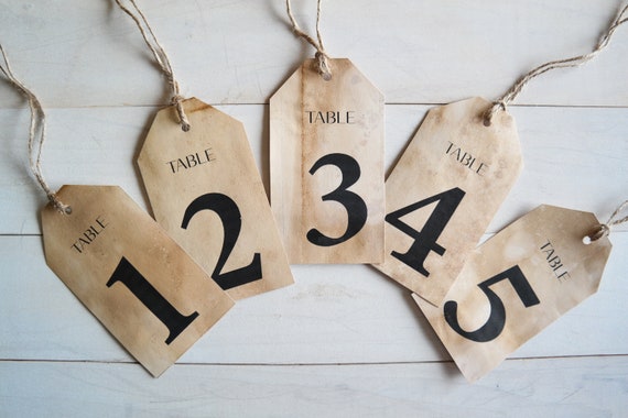 Table Number Tags Rustic Wedding Reception Table Decor - Etsy