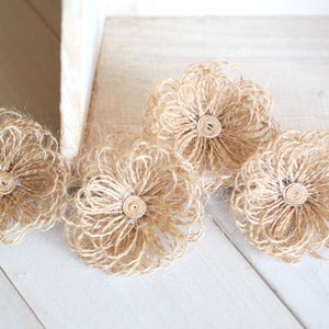 White Rustic Burlap Flowers - Fabric Artificial DIY Flowers - Craft ...