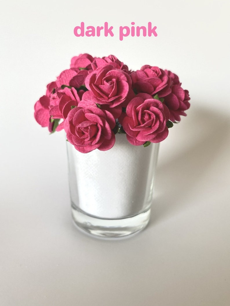 Pink Mini Paper Flowers, Mulberry Flowers, Paper Rose Flowers, Small ...