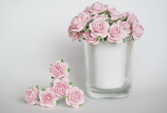 Light Pink Mini Paper Flowers on Stem Artificial Flowers - Etsy