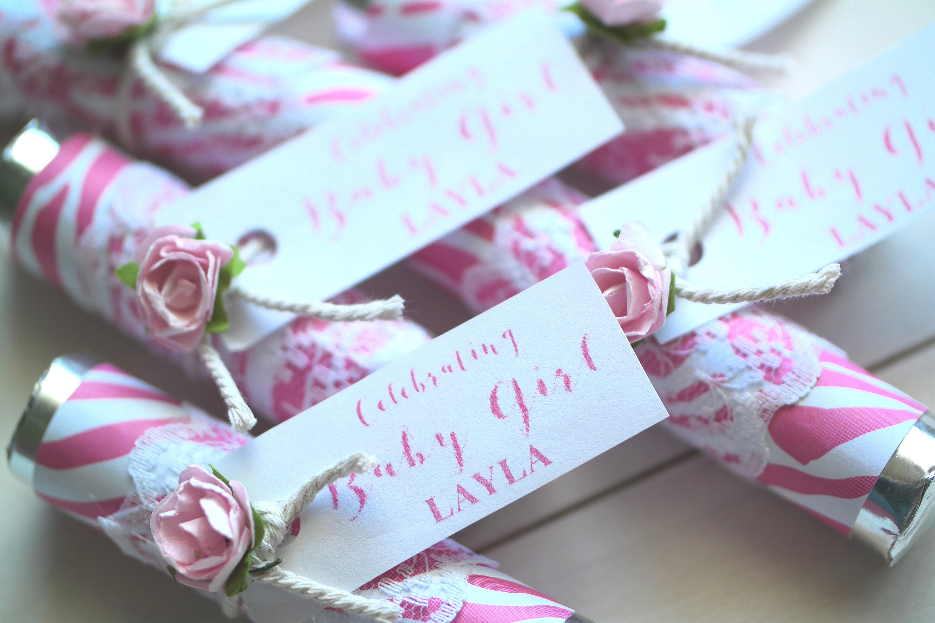Baby Girl Thank You Favors – Personalized Candy Rolls for Baby Shower ...