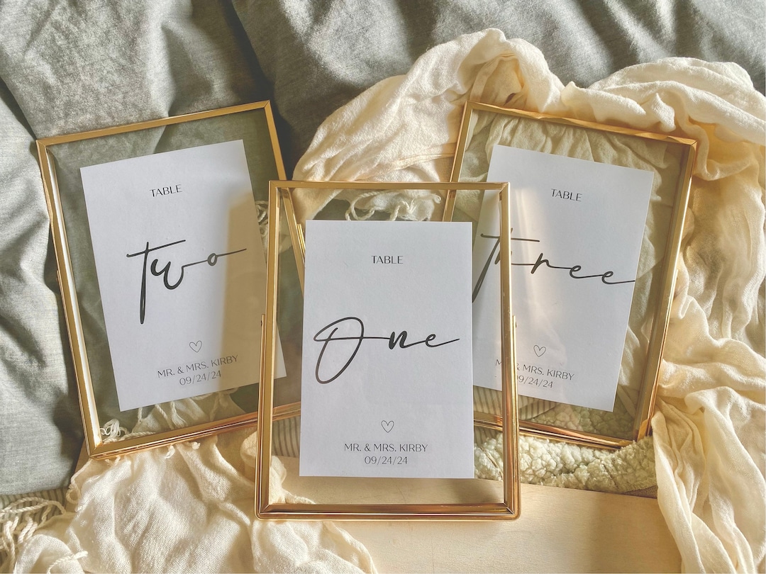 Gold Frame Table Numbers, Wedding Signs, Wedding Seating Chart, Gold ...