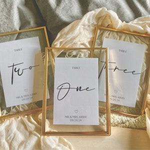 Gold Frame Table Numbers - Wedding Signs - Wedding Seating Chart - Gold ...