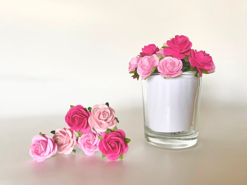 Pink Mini Paper Flowers Mulberry Flowers Paper Rose Flowers | Etsy