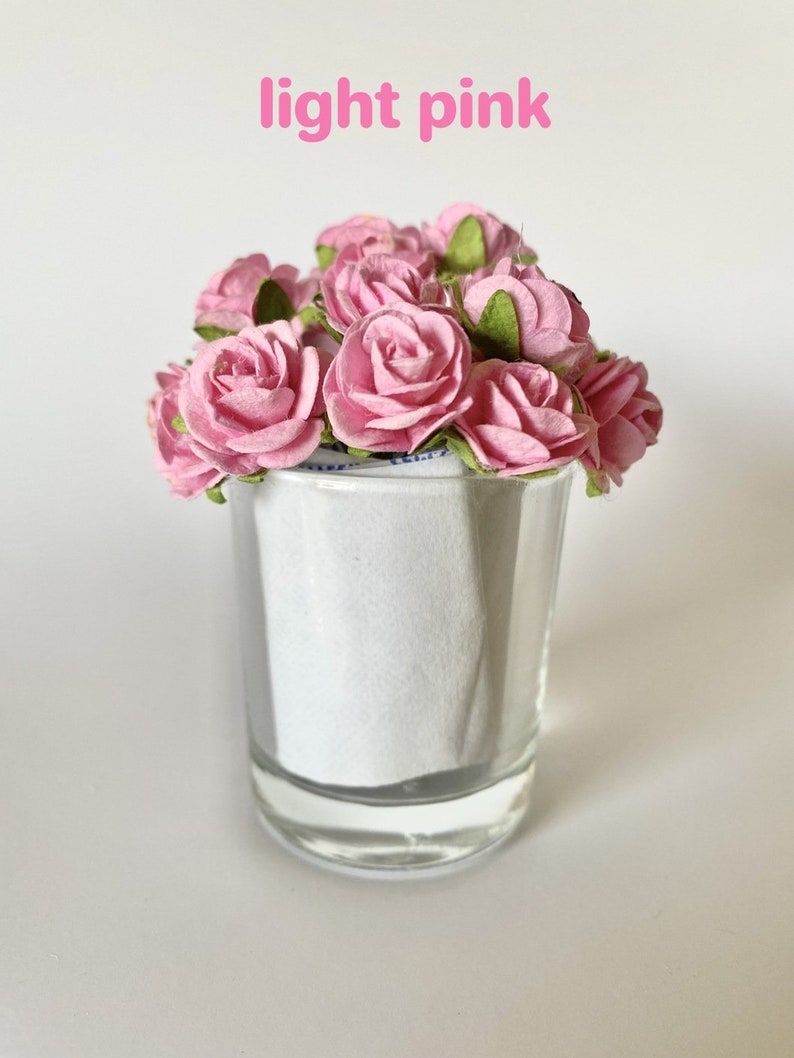 Pink Mini Paper Flowers Mulberry Flowers Paper Rose Flowers | Etsy