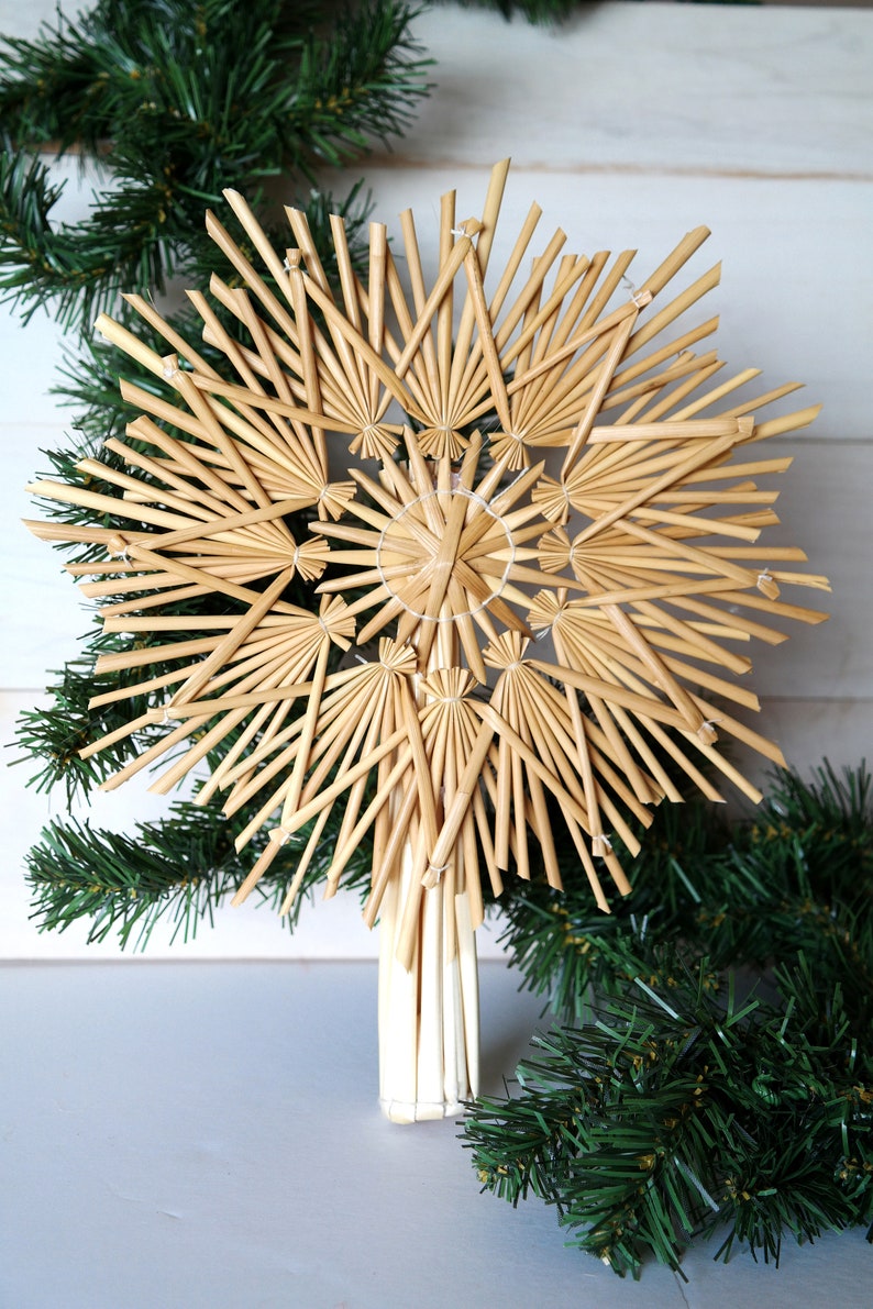 Christmas Star Tree Topper Rustic Christmas Straw Star Topper - Etsy