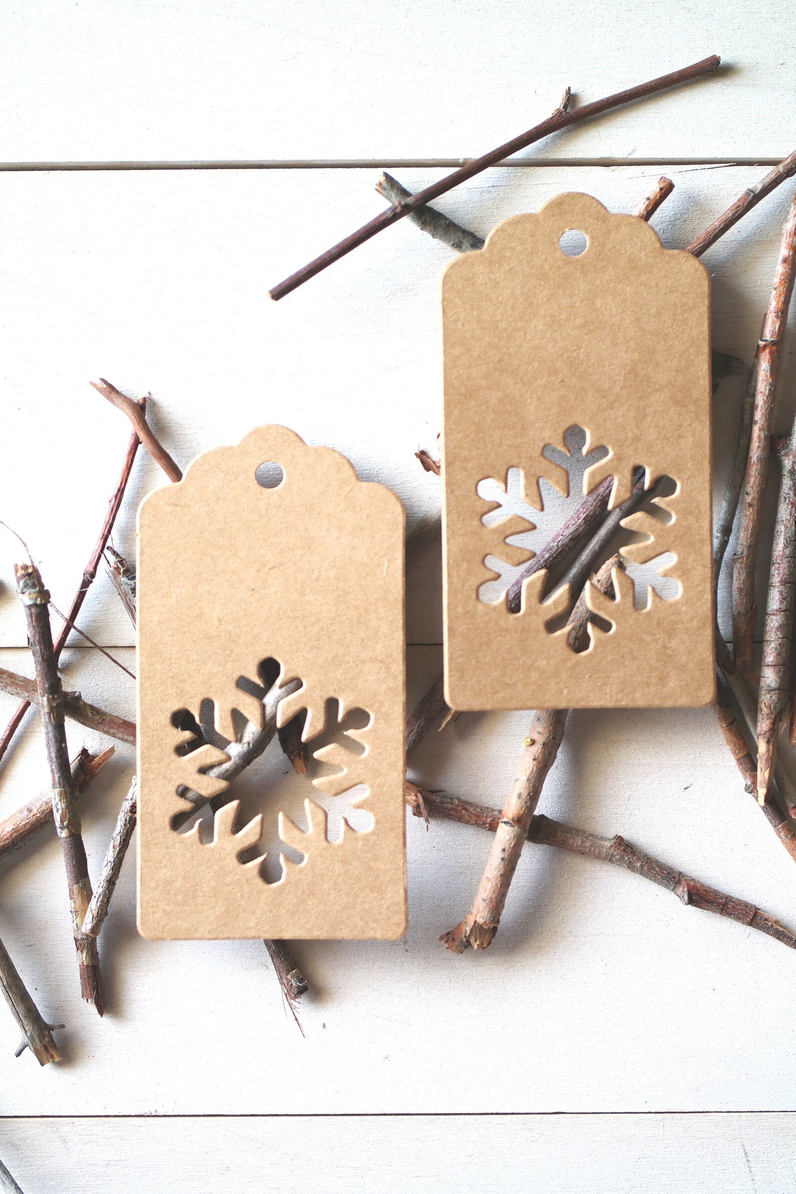 Brown Christmas Gift Name Snowflakes Paper Tags - Etsy