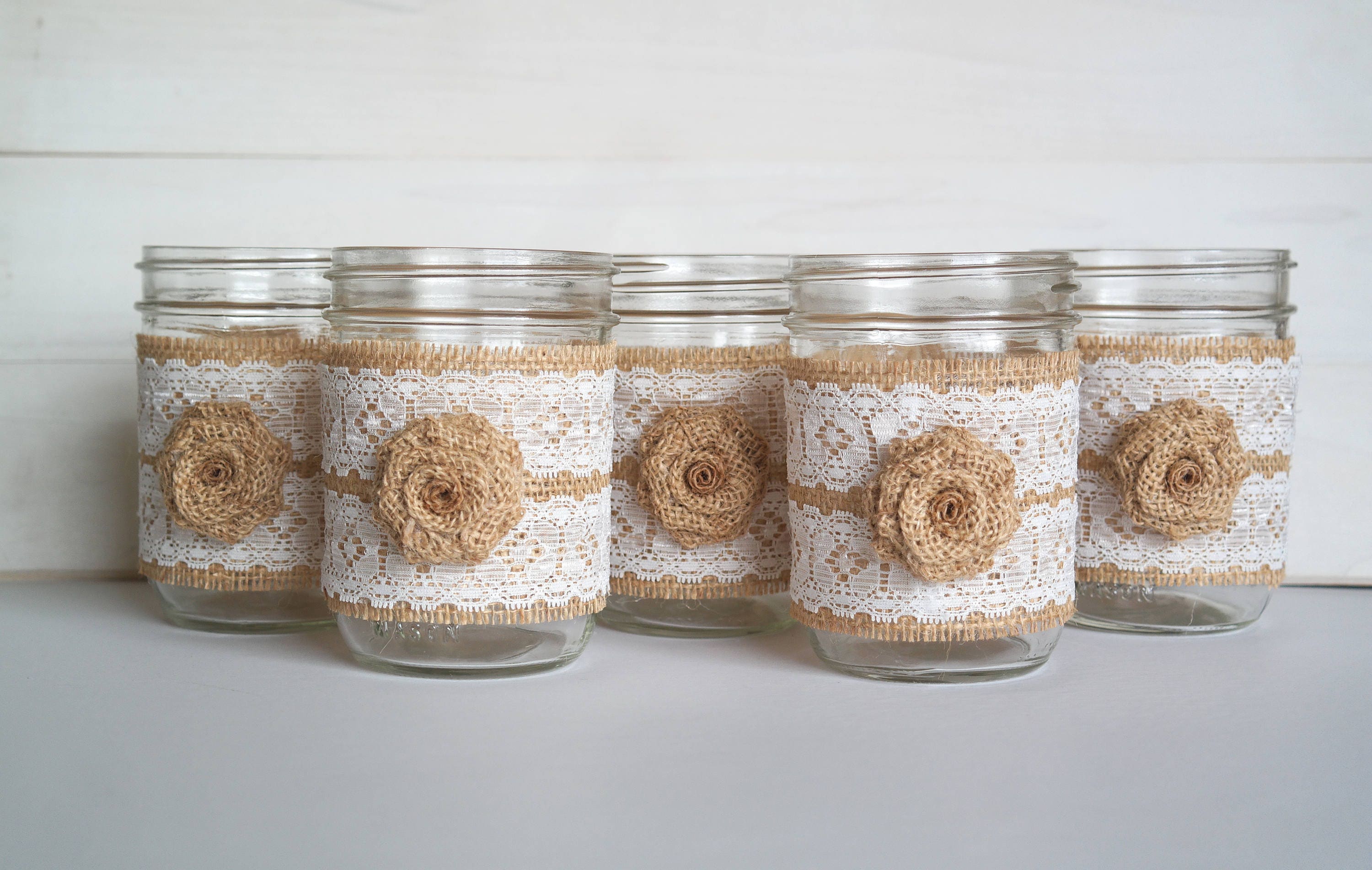 Mason Jar Rustic Vase, Wedding Centerpiece, Rustic Home Decor - Etsy