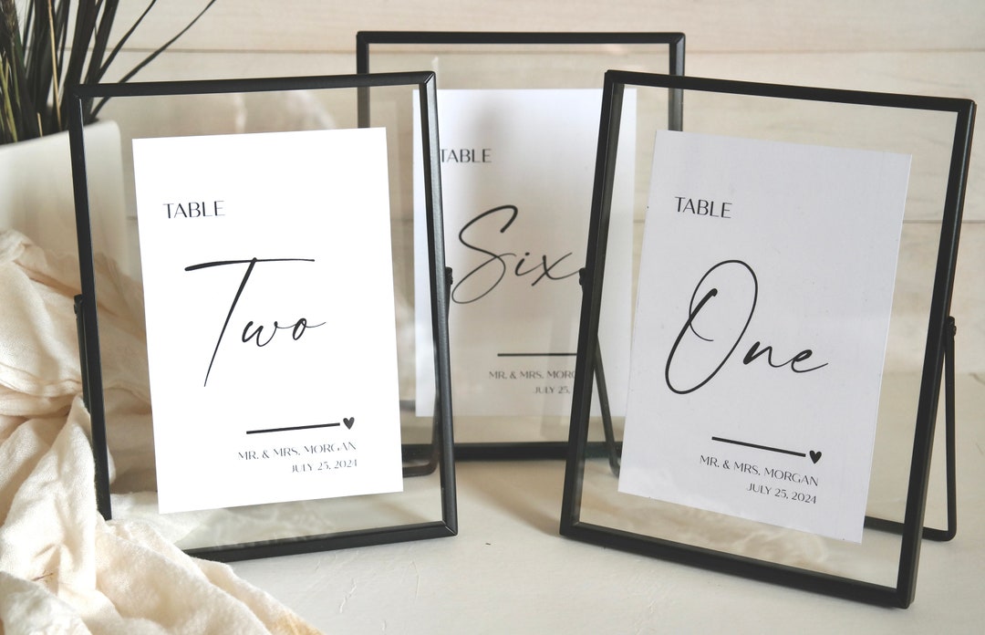 Custom Black Table Number Frames - Modern Wedding Table Decor - Seating ...