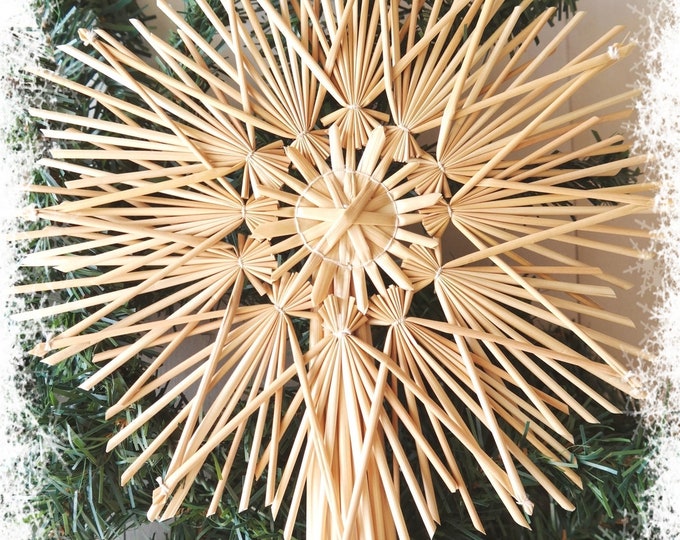 Christmas Star Tree Topper Rustic Christmas Straw Star Topper | Etsy