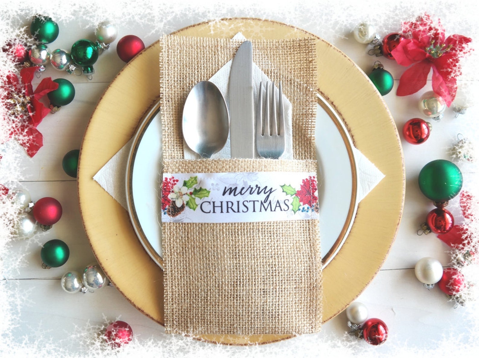 Christmas Silverware Holder Christmas Table Decoration | Etsy