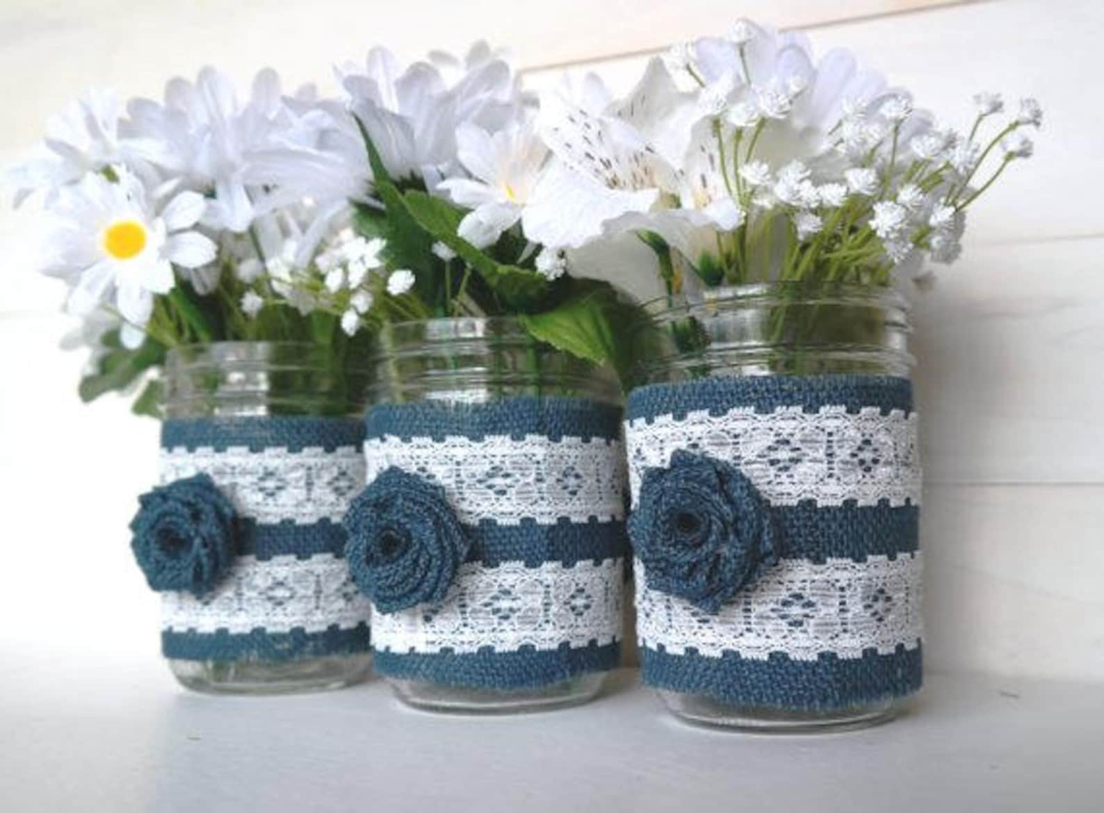 Mason Jar Rustic Vase, Wedding Centerpiece, Rustic Home Decor - Etsy