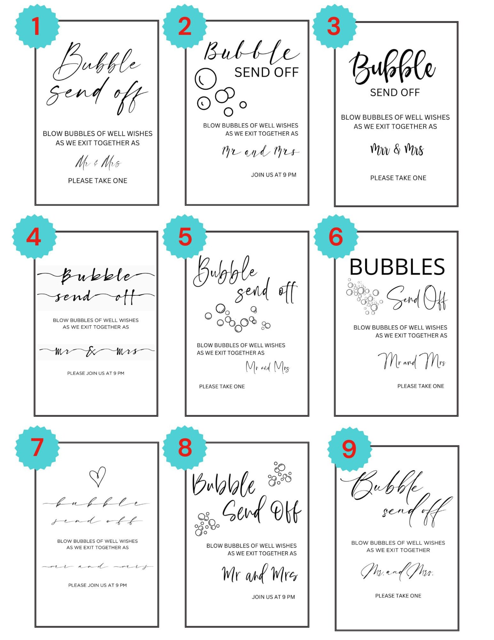 Wedding Send off Bubble Sign, Wedding Ceremony Bubble Wands Sign ...