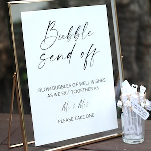 Wedding Send off Bubble Sign, Wedding Ceremony Bubble Wands Sign ...