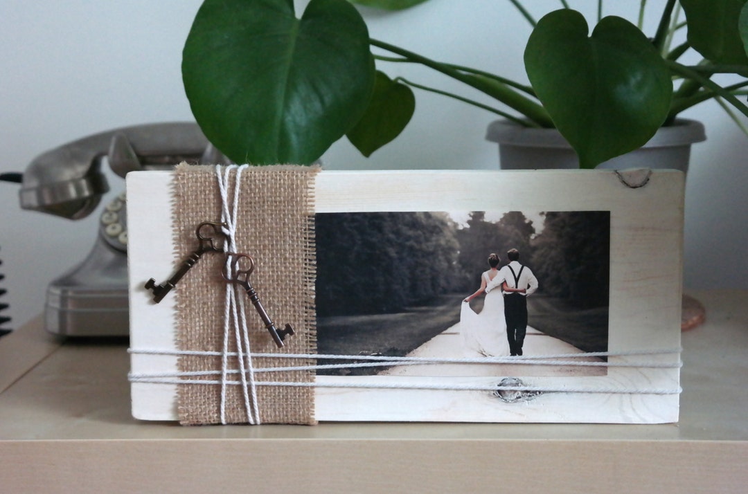 Rustic Picture Frame, Photo Display, Wooden Photo Holder, Block Photo ...